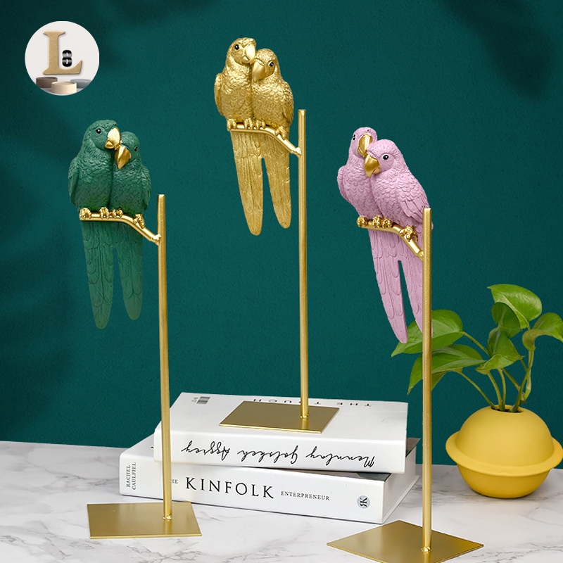 Creative Luxury Nordic Couple Colorful Tall Parrot Resin Bird Table ...