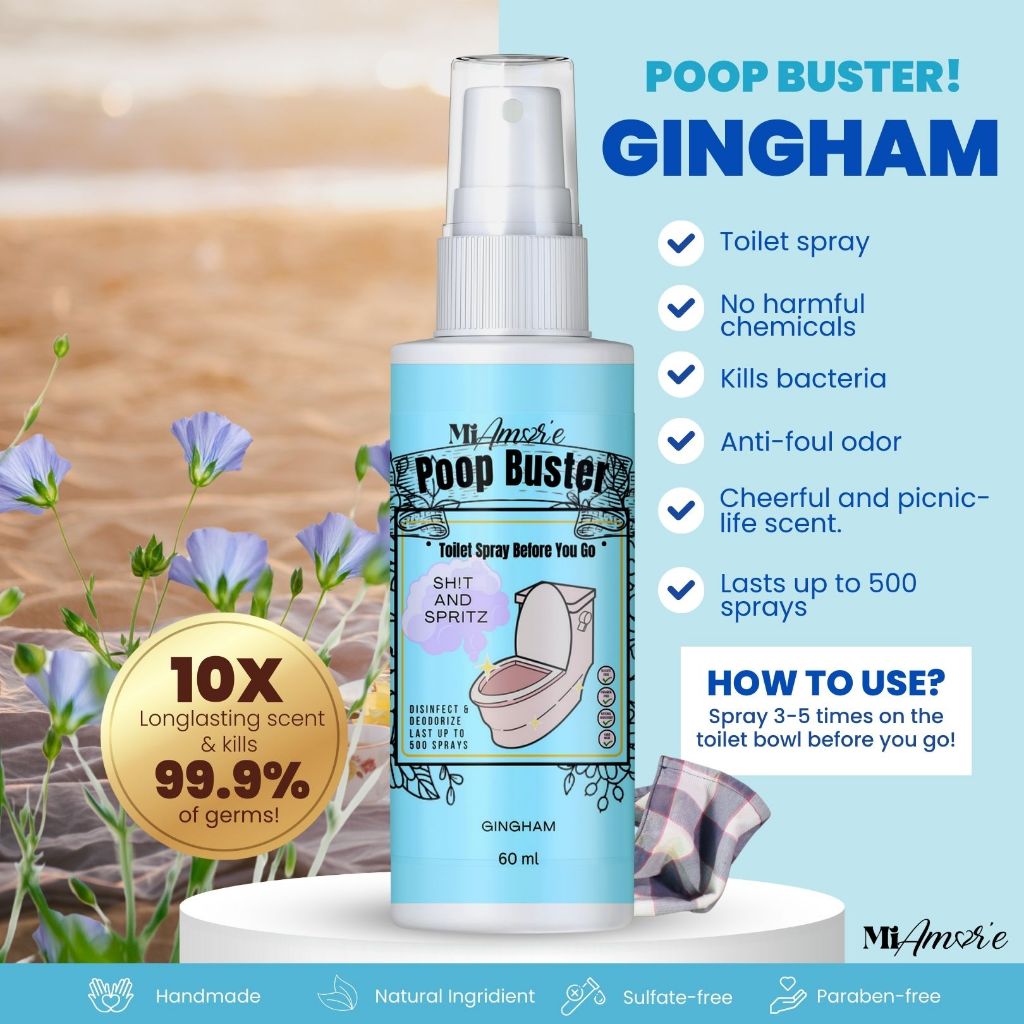 GINGHAM Poop Buster! Toilet Spray, Odor Eliminator, POOP spray before ...