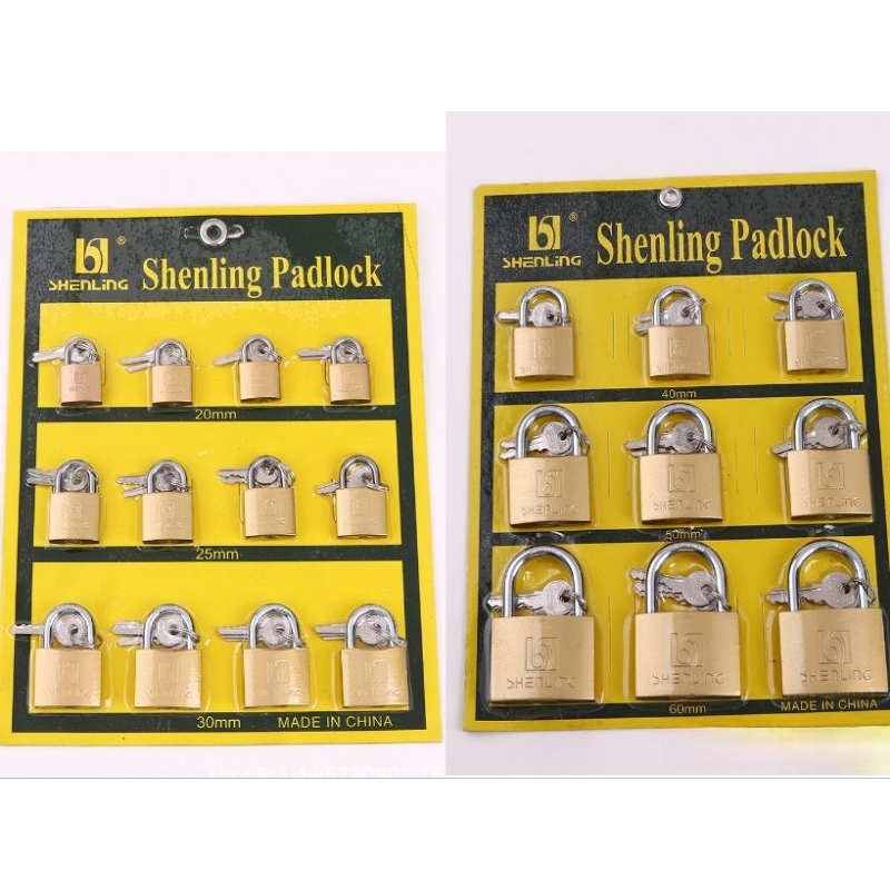shenling Brass Padlock Set 12pcs/pack PER PAD | Shopee Philippines