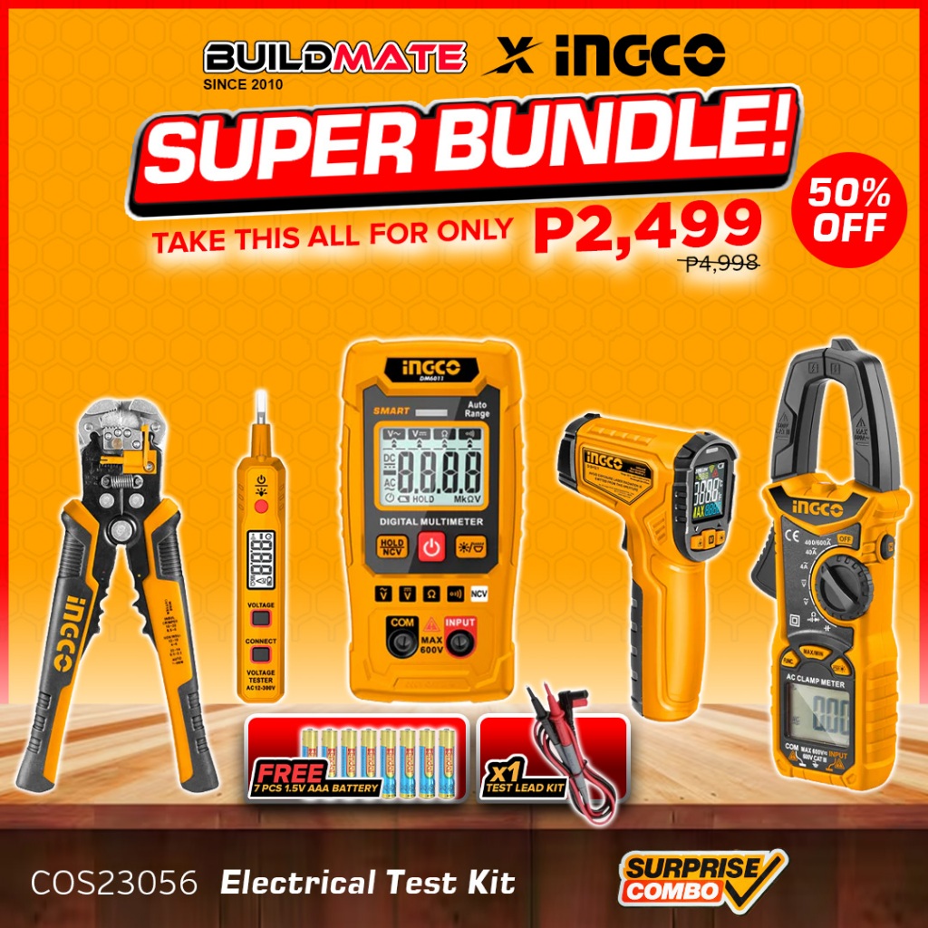 BUILDMATE Ingco 5PCS Digital Multi Meter Clamp with Electricians Tools ...