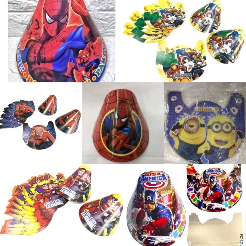 10pcs Character Party Hats Party Needs Ben10 Avengers Spiderman Super ...