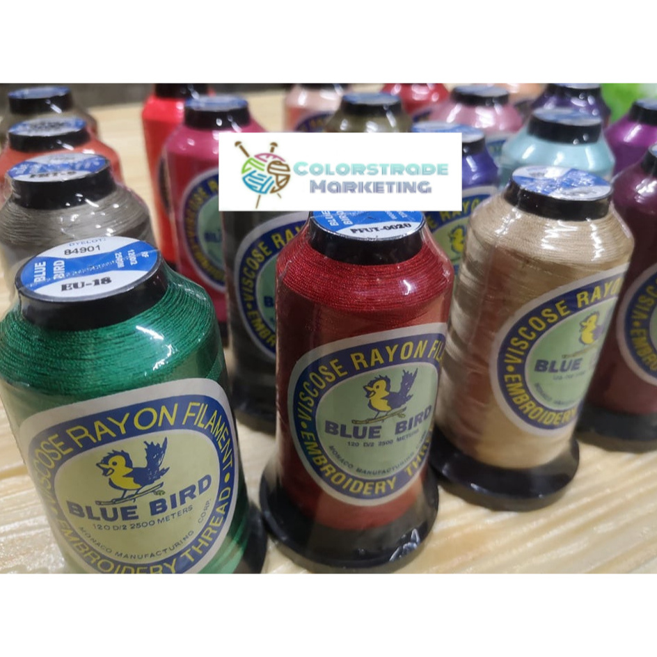 Blue Bird Embroidery Thread 2500 Meters Pamburda Sinulid Sold per Cone ...