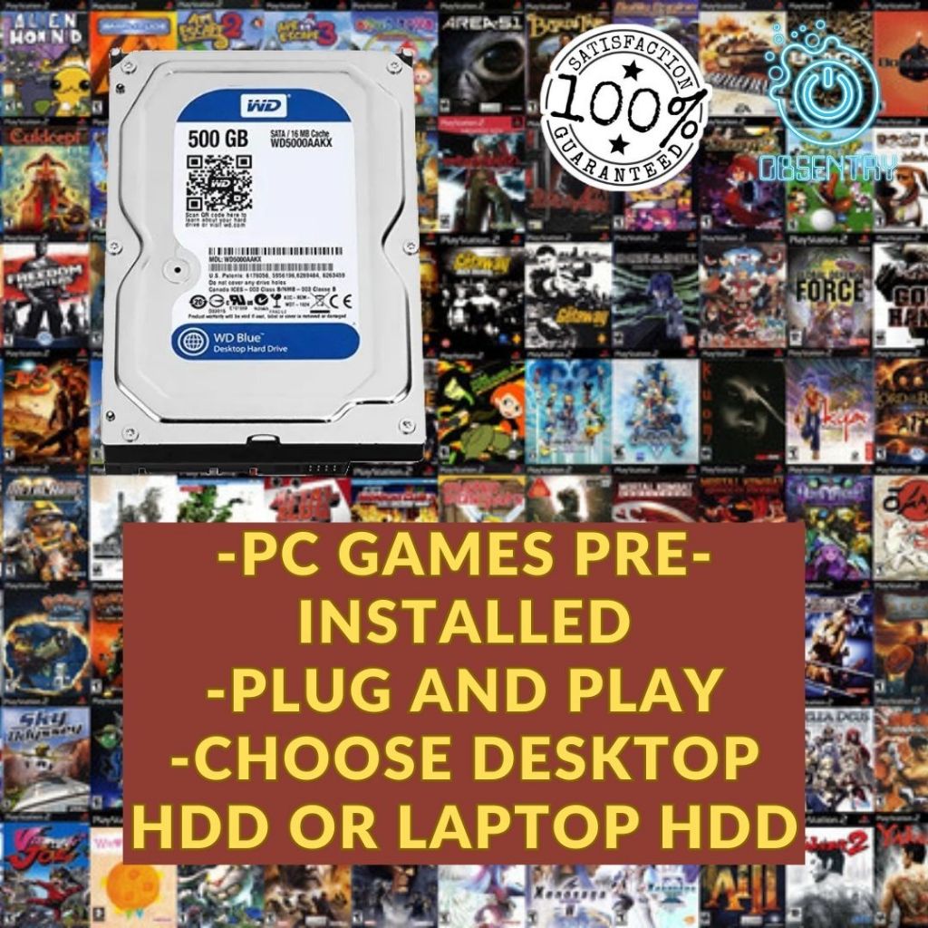 HDD With PC Games! 500gb 1TB Desktop Laptop HDD External Hard Drive Plug and Play + Installers ...