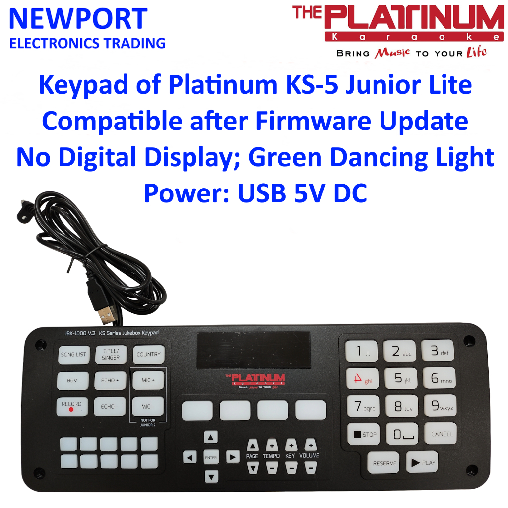 Original Platinum Jukebox Keypad/Keyboard of Platinum KS-5 Junior Lite ...