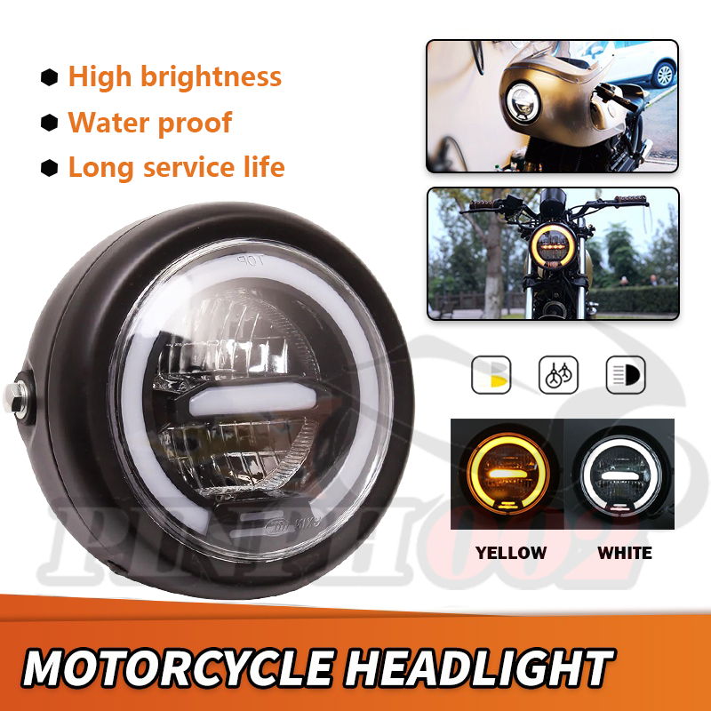 Motorcycle Headlight LED Retro Motorcycle Headlamp Cafe Racer ...