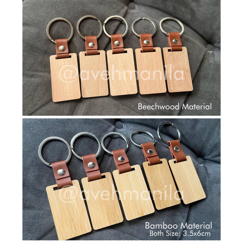 10pcs Wooden Keychain with leather - matte varnish | Shopee Philippines