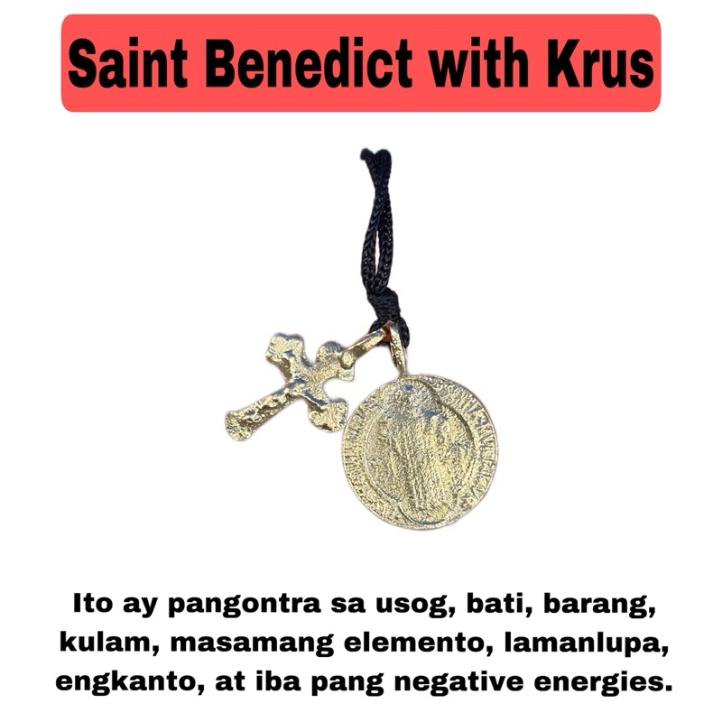 St Benedict with Krus Necklace Pangontra usog | Shopee Philippines