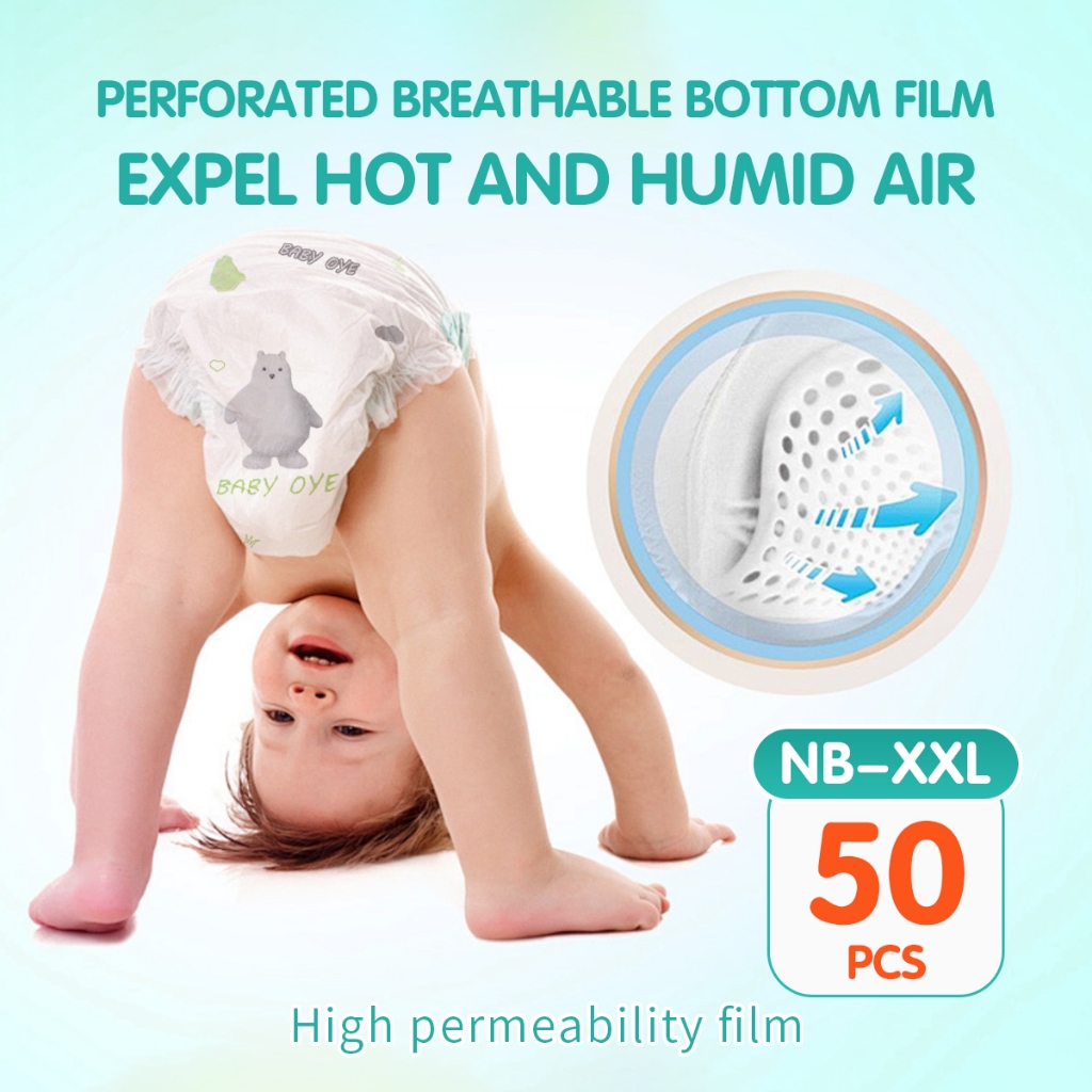 BabyOye Korean Diaper Baby Diapers Imported Tape/Pant 50pcs Breathable ...