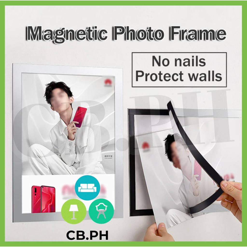 CB.PH Self-Adhesive Magnetic Wall Signs Holder Picture Poster Display ...