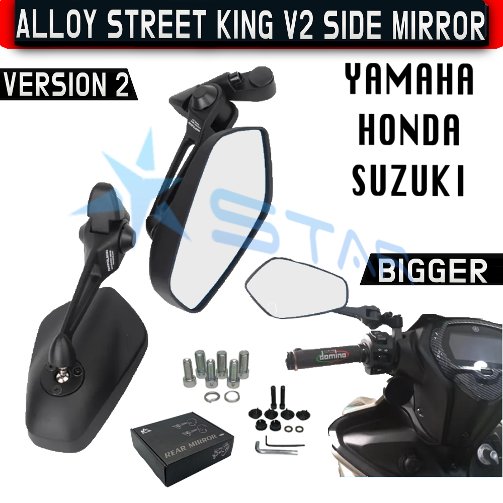 Street King V2/V1 Rearview Mirror Full Alloy Wide View Side Mirror ...