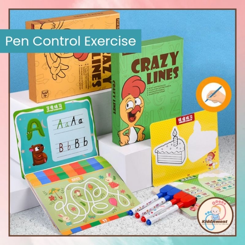 Kiddiemont Erasable Pen Control Training Writing Exercises Kindergarten ...
