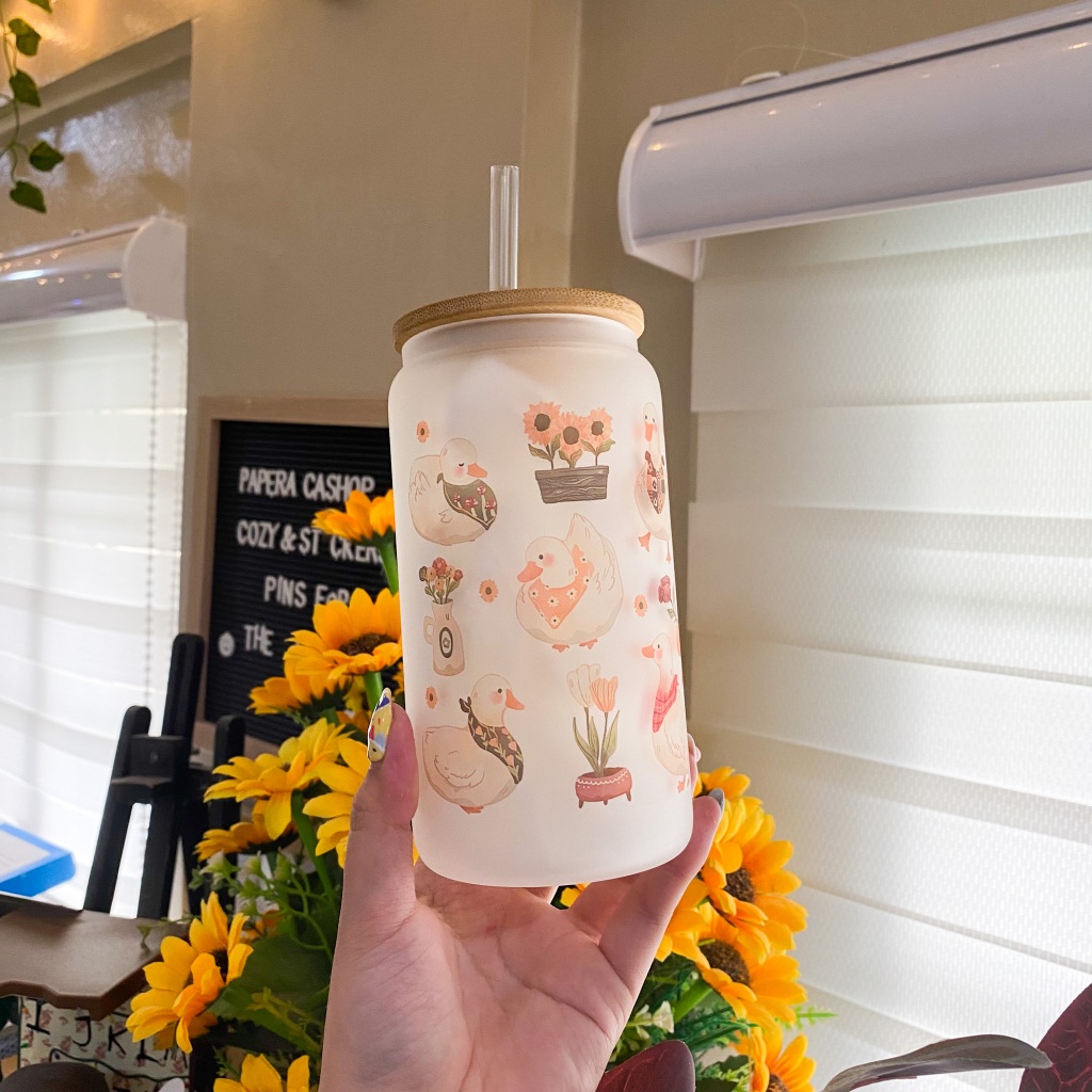 Snuggly Ducks Glassy Cups, 16oz Glassy Cups, Cozy Glassy Cups | GC005 ...