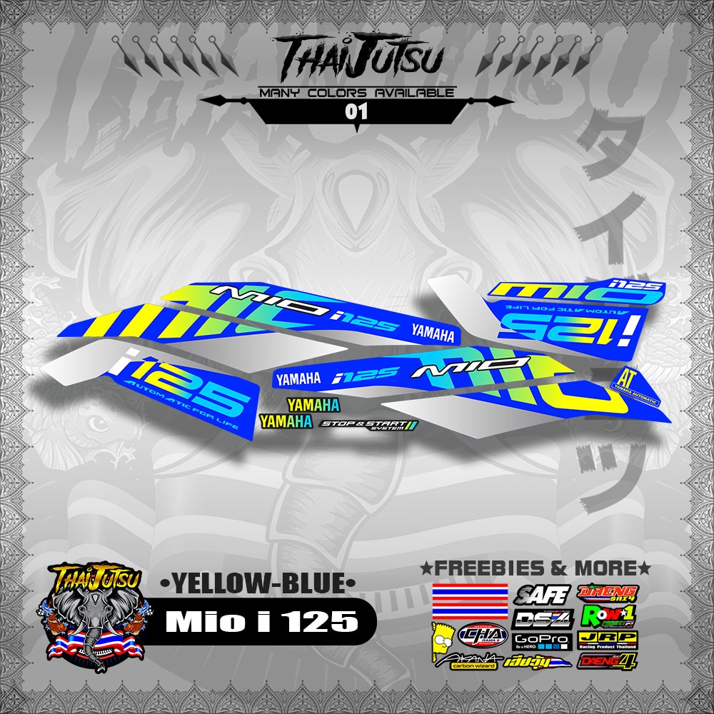 Yamaha Mio i 125 Stock Decal (2019) [YELLOW-BLUE]【ThaijutsuStickers ...