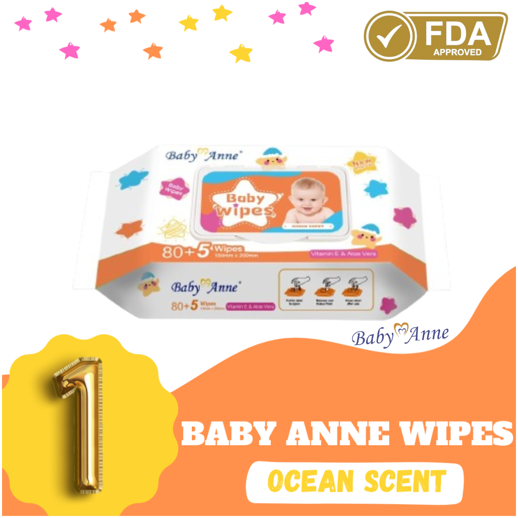 Baby Anne Ocean Scent Wipes by 85 Sheets (NEW PACKAGING) | Shopee ...