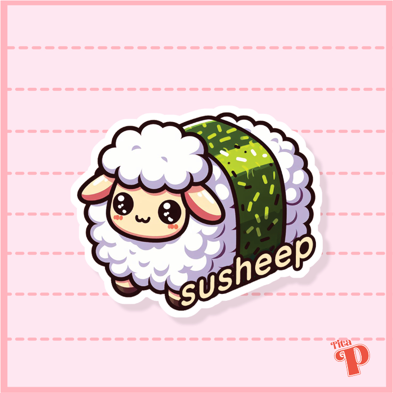 Susheep - sushi sheep - witty cute vinyl waterproof sticker | Shopee ...