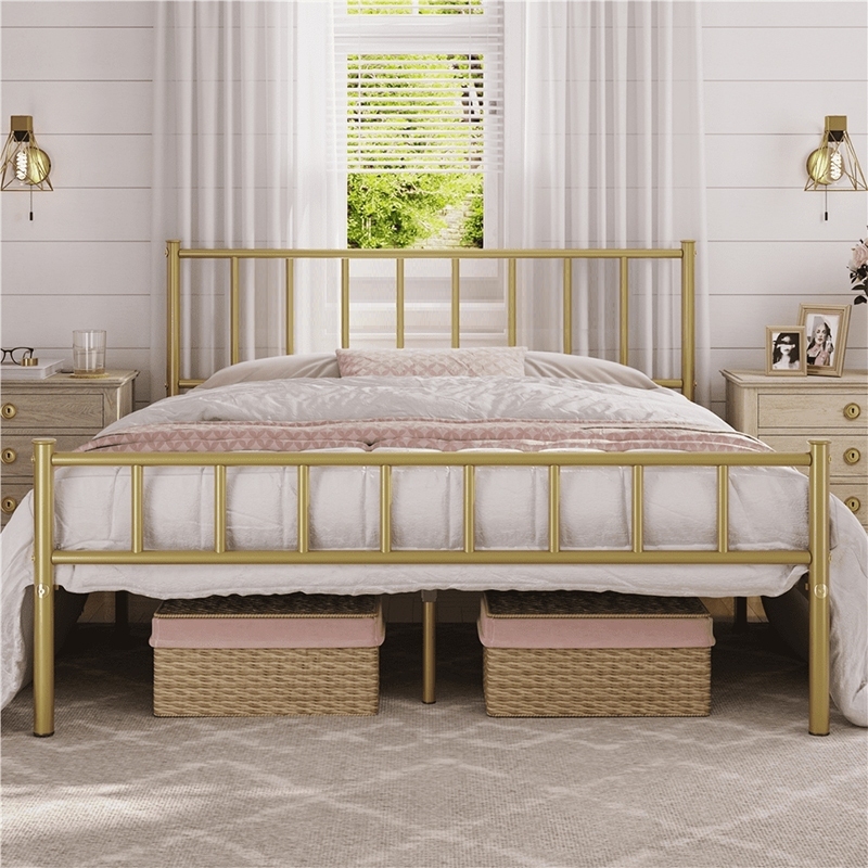Bed Bedroom Steel Frame Bed Double Bed\single Bed High Load-Bearing ...