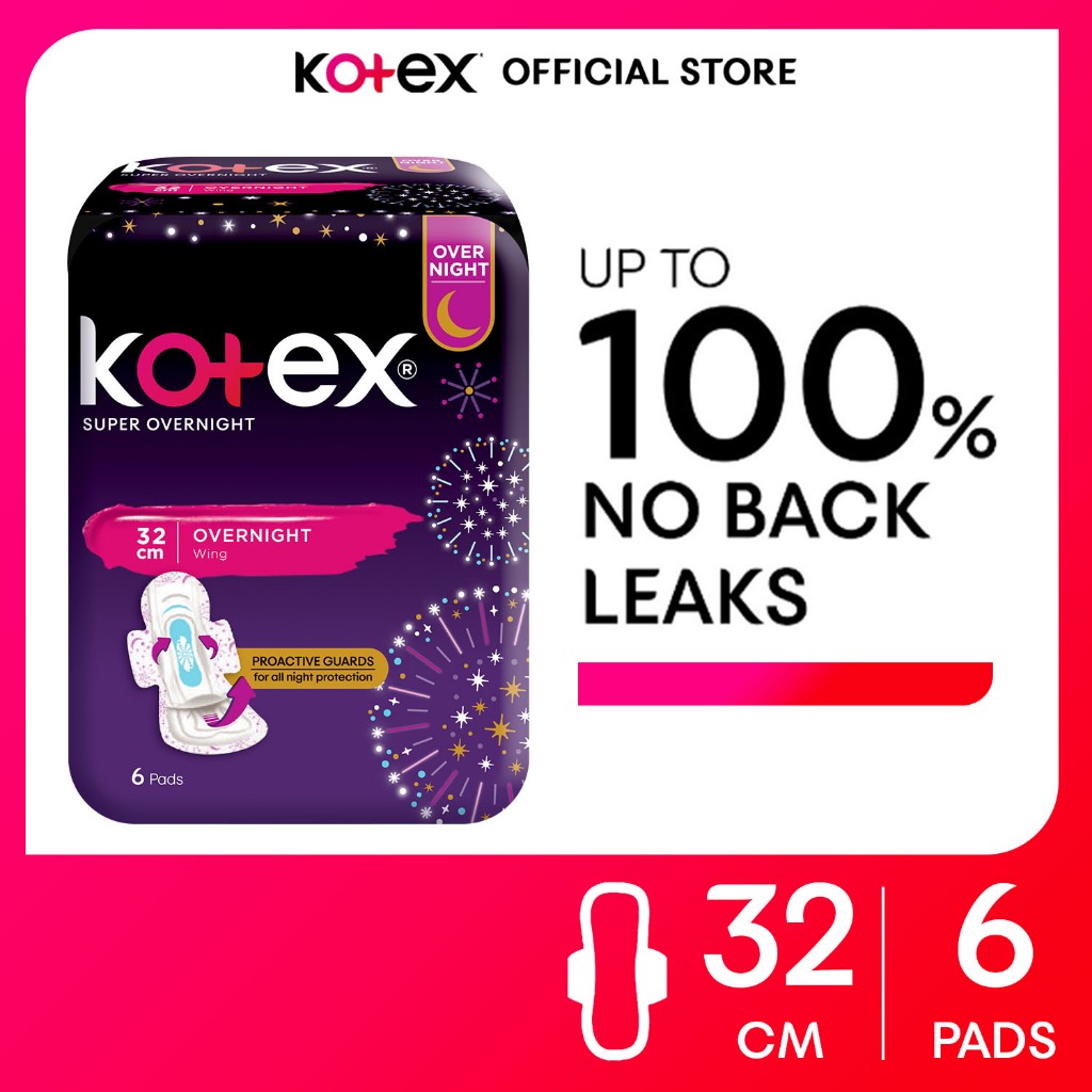 Kotex Super Overnights Feminine Pads 32cm - 6 Pads | Shopee Philippines