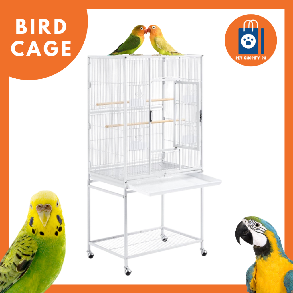 HEAVY DUTY PARROT CAGE WITH STAND - LARGE ROLLING METAL BIRD CAGE 5006A ...