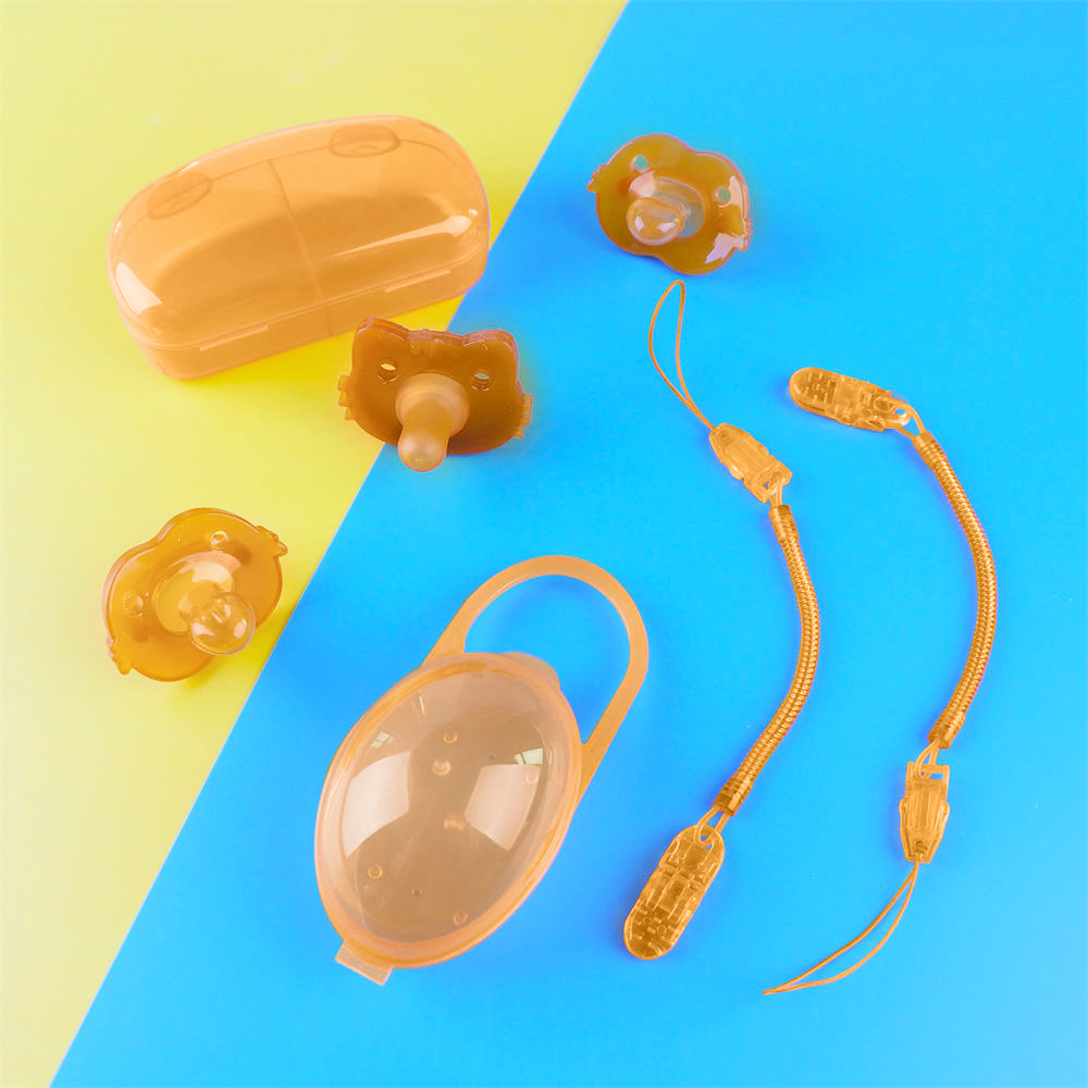 3 In 1 Baby Pacifier Set Anti-drop Chain Nipple Box Silicone Teether ...