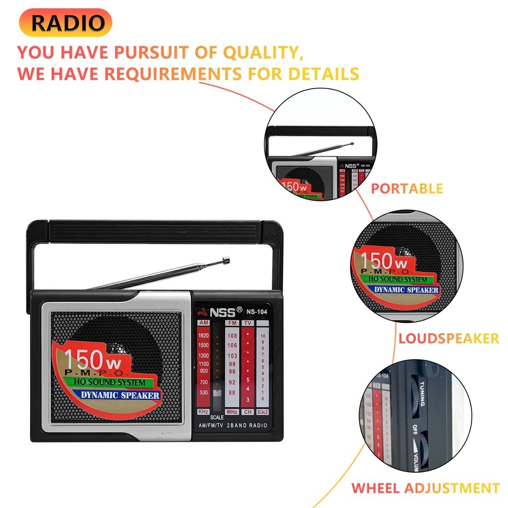 NSS Portable Radio FM/MW/SW BAND Multimedia Speaker System Radio ...