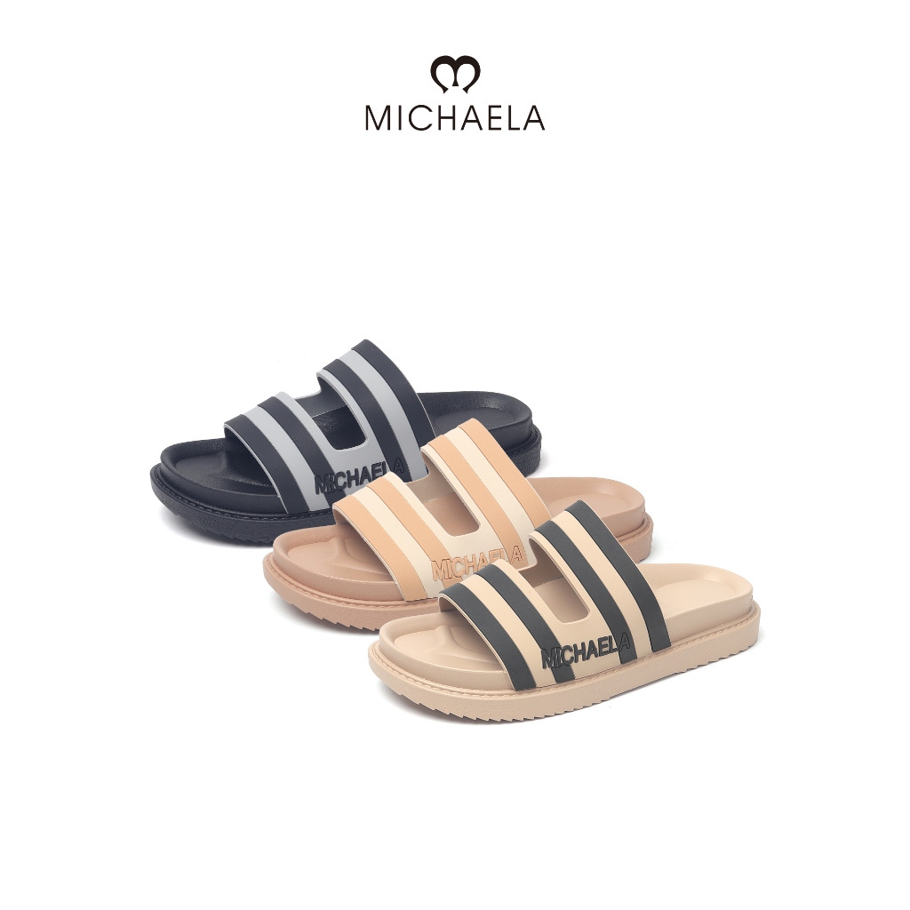 MICHAELA Stripes Flatform Slide Sandals for Women Comfortable Slip-On ...