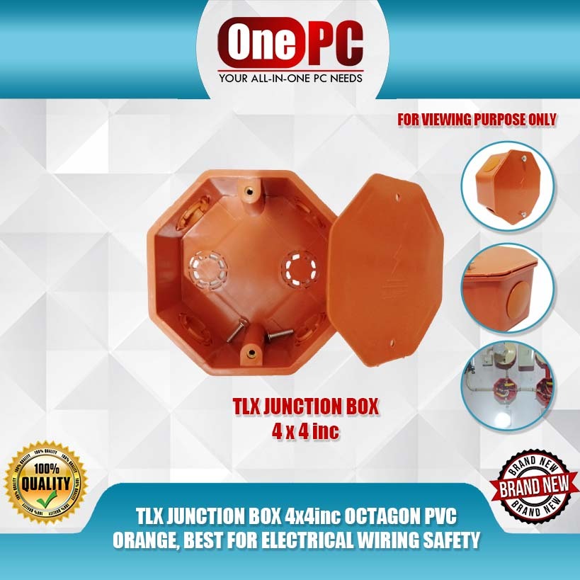 ONE PC TLX JUNCTION BOX 4x4inc OCTAGON PVC ORANGE, BEST FOR ELECTRICAL ...