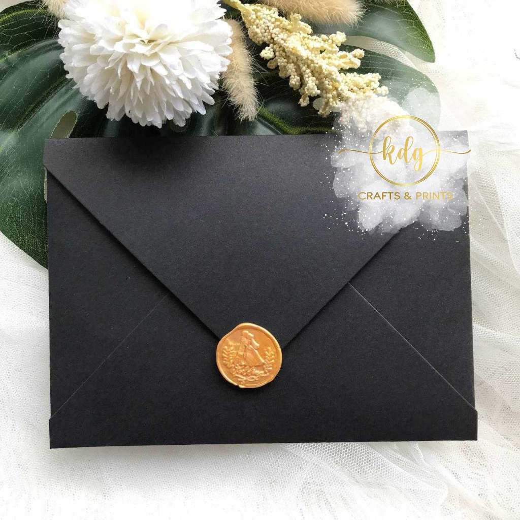 5 pcs - Black - Makapal 5R / 4R Baronial Envelopes For Invitations ...