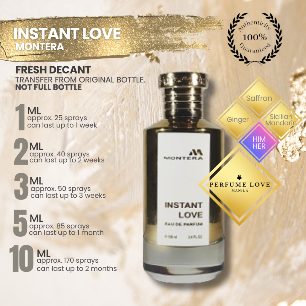 PERFUME DECANT Montera Instant Love 1ml 2ml 3ml 5ml spray | Shopee ...