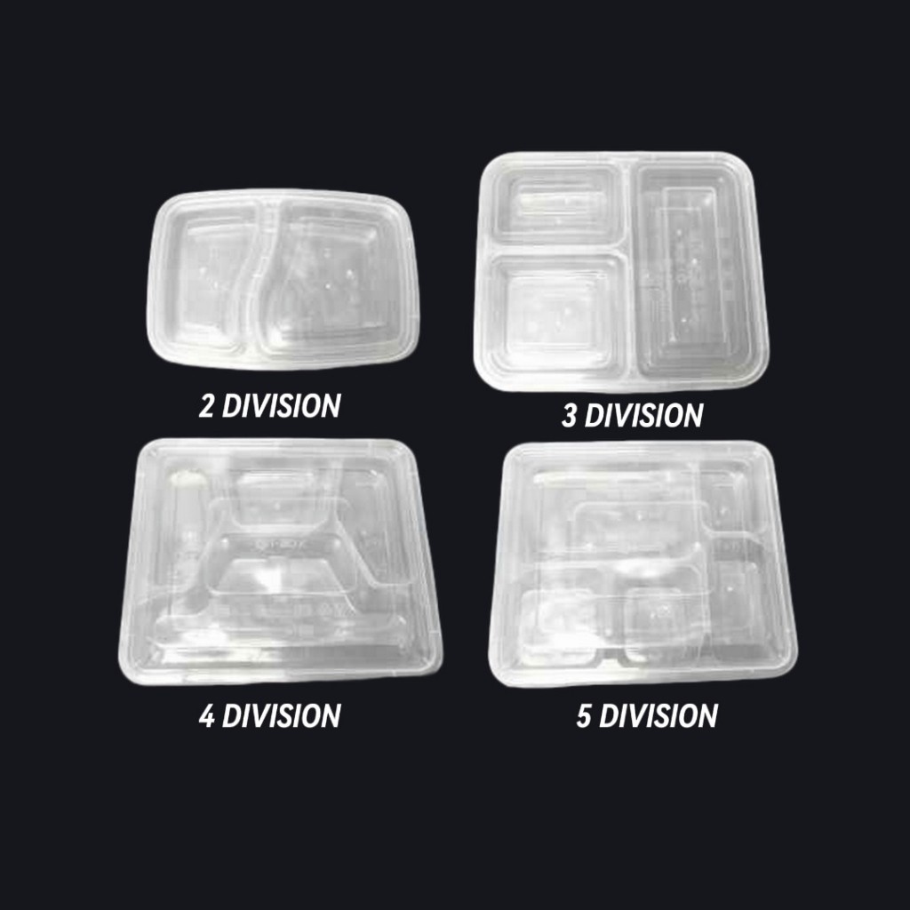 Microwavable Bento Box Clear/Transparent 2/3/4/5 Division with lids ...