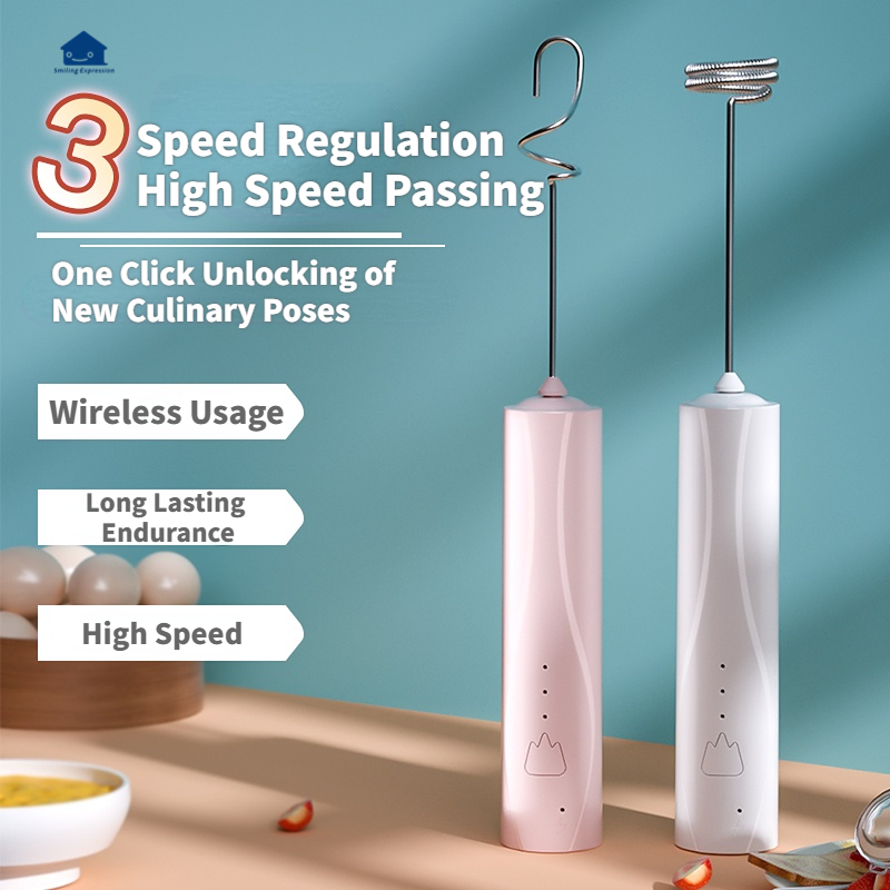 Electric Hand Mixer Portable USB Rechargeable 3 Speeds Mini Egg Beater Multi-functional Food ...