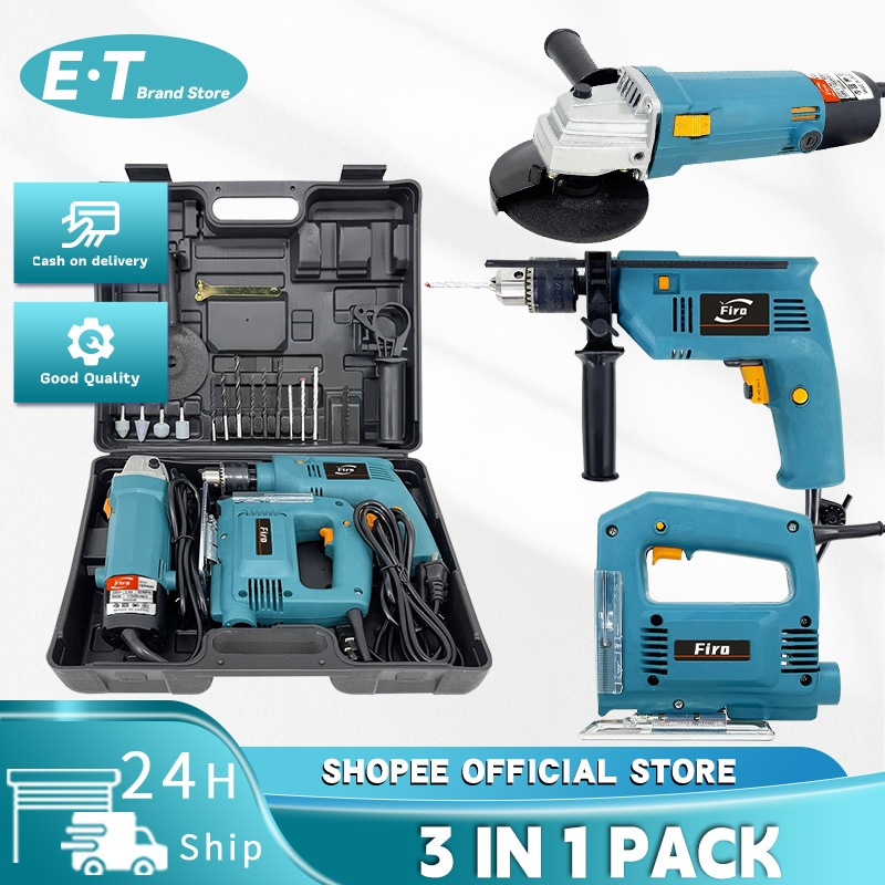 Angle Grinder and Impact Drill and JigSaw Set With Hardcase | Shopee ...