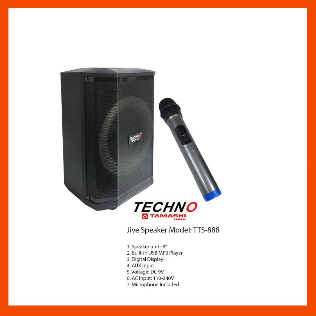 Original Techno Tamashi TTS-888 Size 8" Mini BT Speaker with Wireless Microphone | Shopee ...