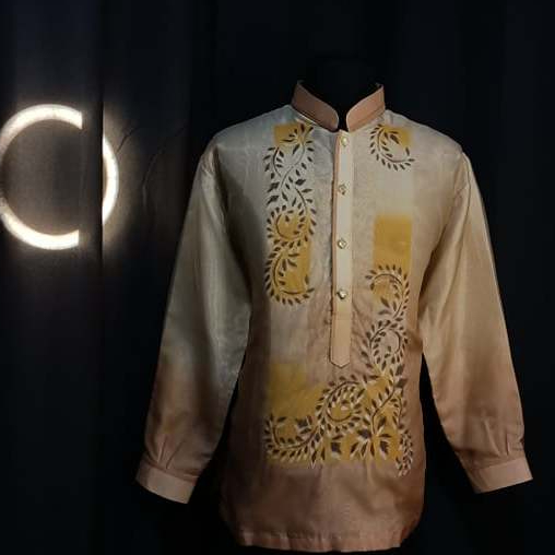 MODERN BARONG FOR MEN PAINTED MONO CHROMATIC CHINESE COLLAR | Shopee ...