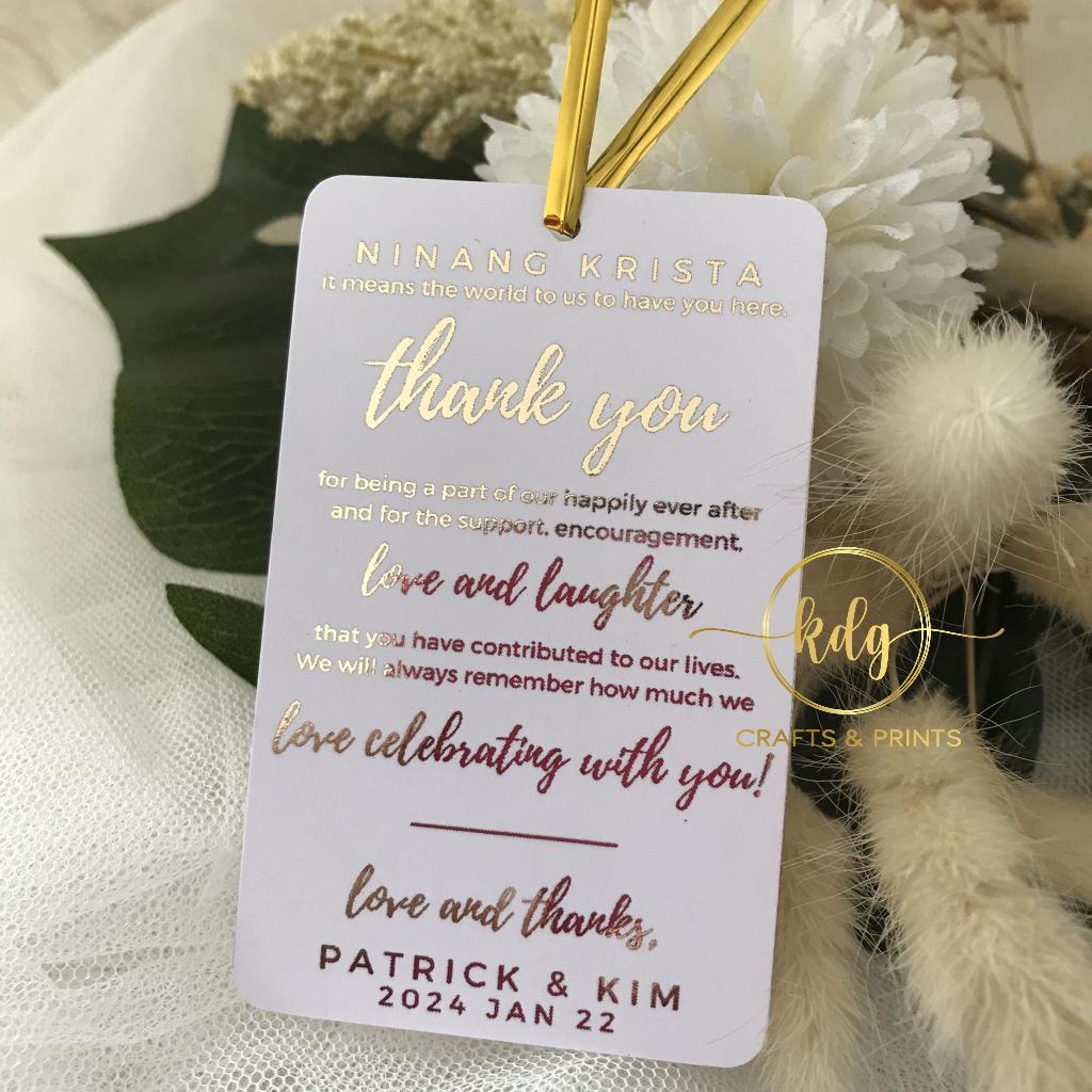 10 pcs - METALLIC FOIL TEXTS THANK YOU GIFT TAGS FOR WEDDING - Listing ...
