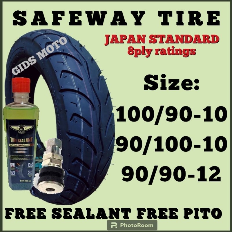SAFEWAY TIRE /TUBELESS /Japan Standard size:10/12 Para sa Burgman ...