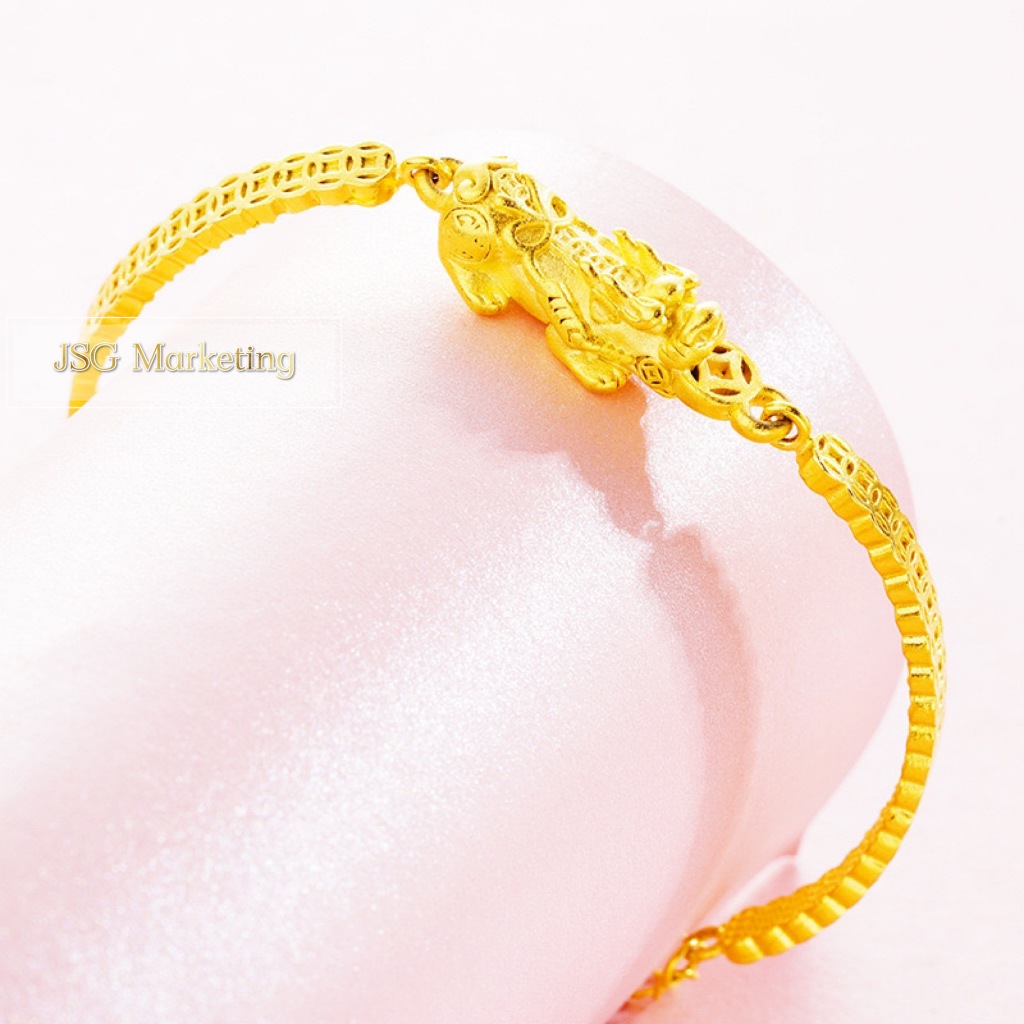 18K Gold Pixiu/Piyao Bracelet Lucky Charm Prosperity Gold Plated ...