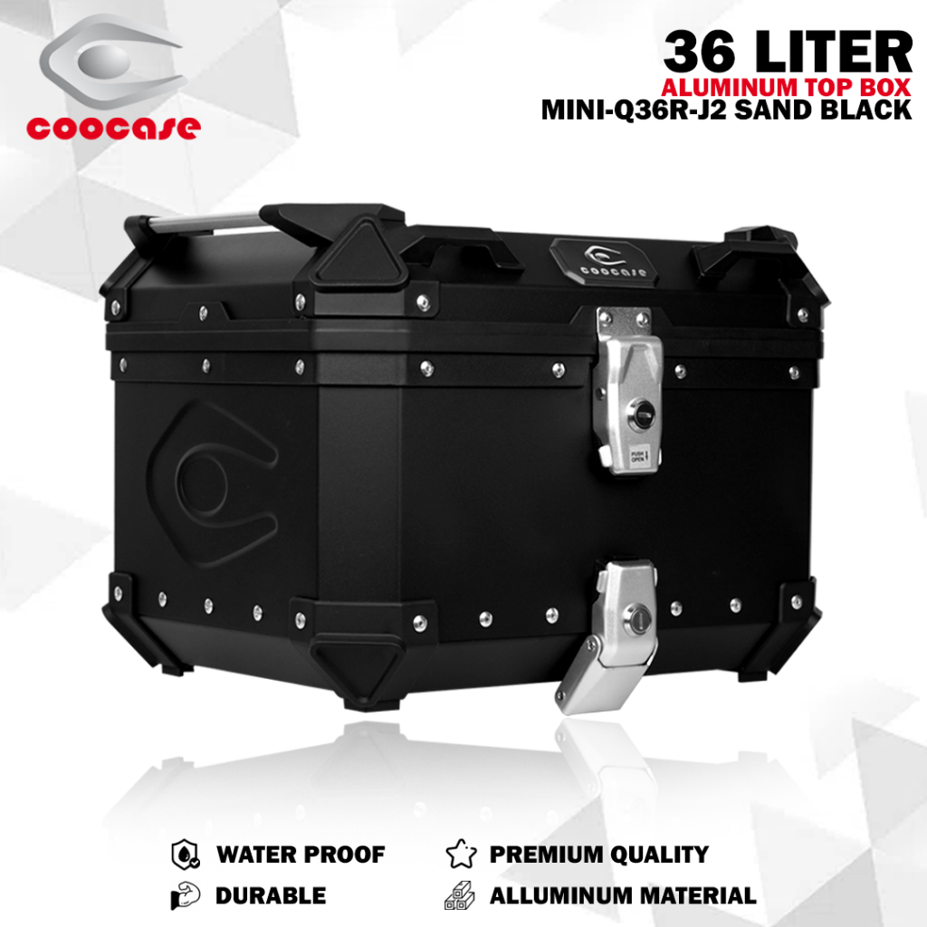 COOCASE ALUMINUM TOP BOX W/ EMBOSSED LOGO 36L / HEAVY-DUTY ALLOY REAR ...