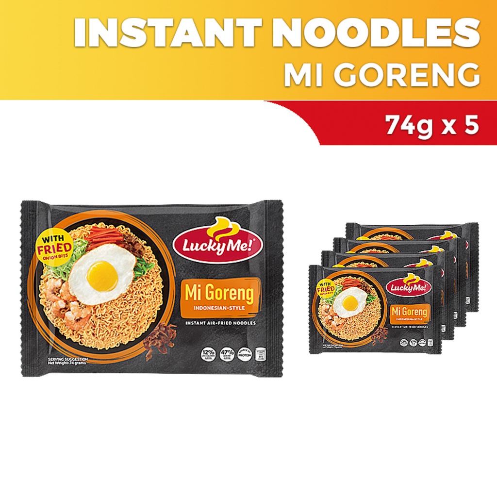Lucky Me! Mi Goreng Stir-fry Noodles Indonesian-style 74g x 5 | Shopee Philippines
