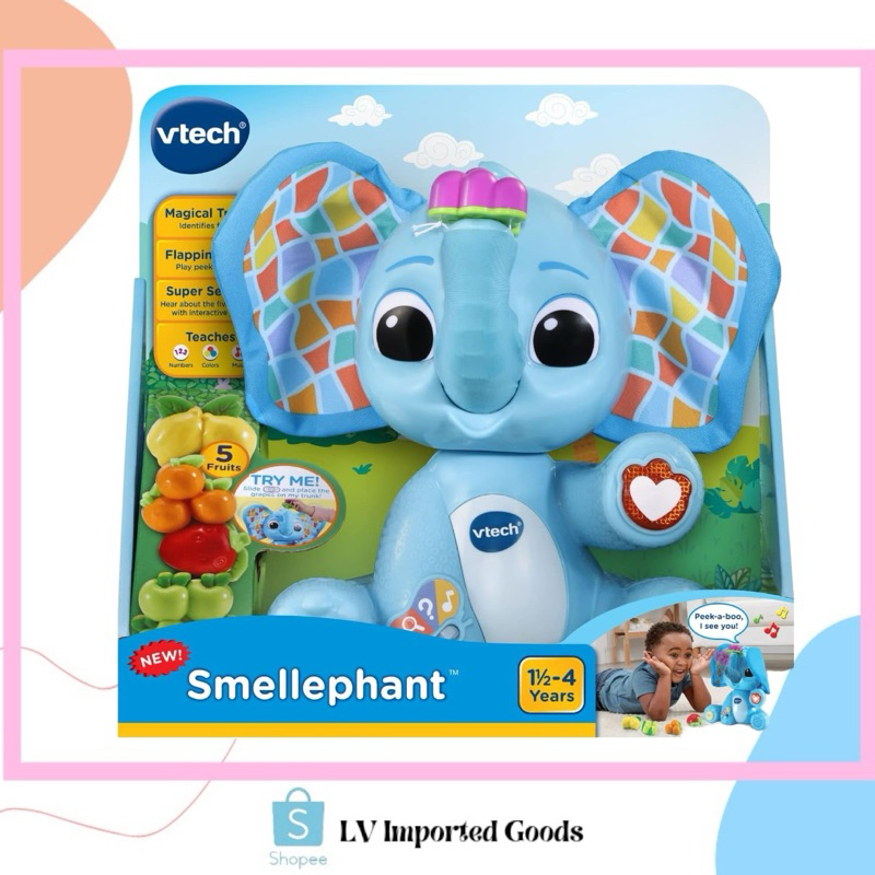 VTech Smellephant with Magical Trunk and Peek-a-Boo Flapping Ears, Blue ...