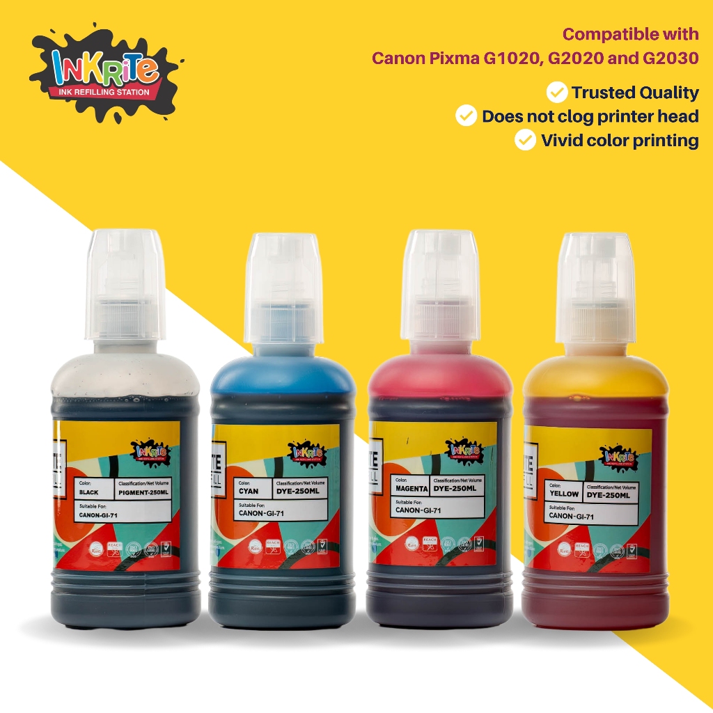 Inkrite Ink for Canon GI71 GI-71 GI 71 Compatible Refill Ink, 250 ml ...