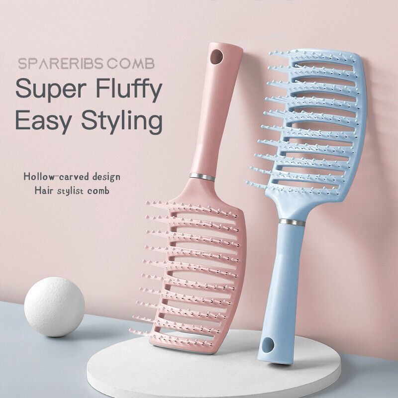 hair brush styling comb for long curly hair, massaging curved wide ...