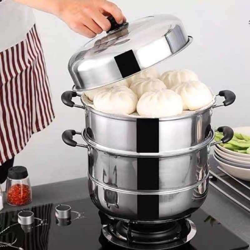 26cm 3 Layer /28cm 2 Layer Steamer Stainless Steel Cooking pots ...