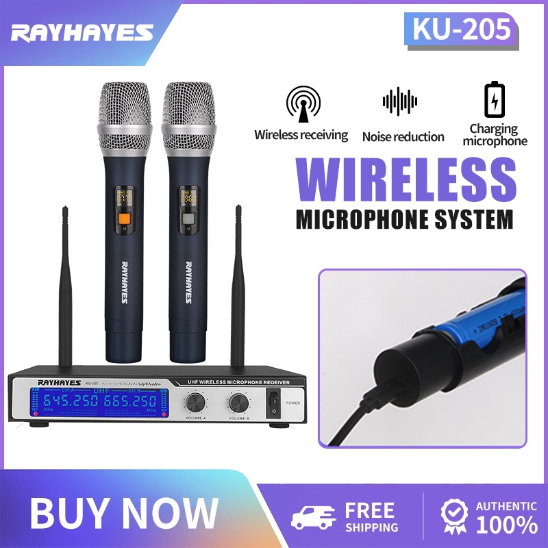 RAYHAYES Wireless Microphone Professional UHF rechargeable microphone ...