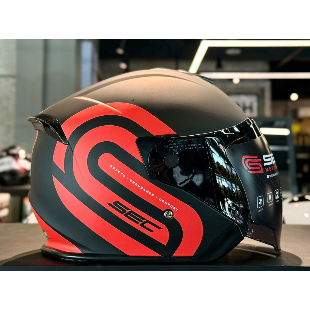 SEC Helmet Mist Brand Half Face Dual Visor w/ Free Extra Clear Visor ...