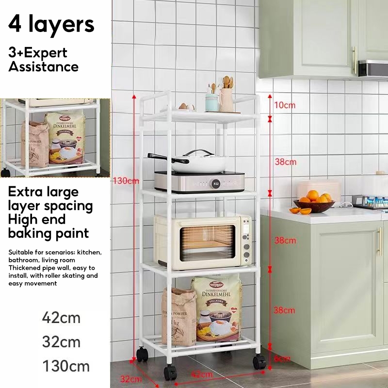 Black/White Kitchen Rack Organizer Rustproof Thicken Microwave Shelf ...