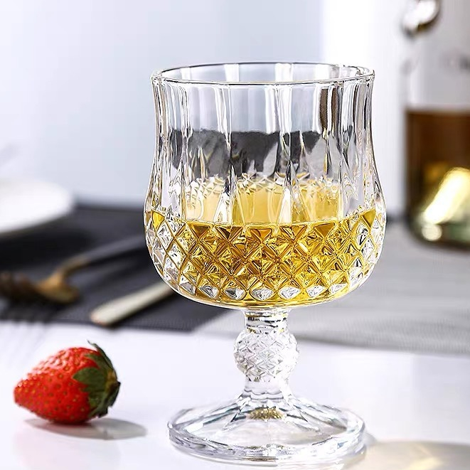 Deli ins net red diamond embossed glass cocktail glass red wine glass ...