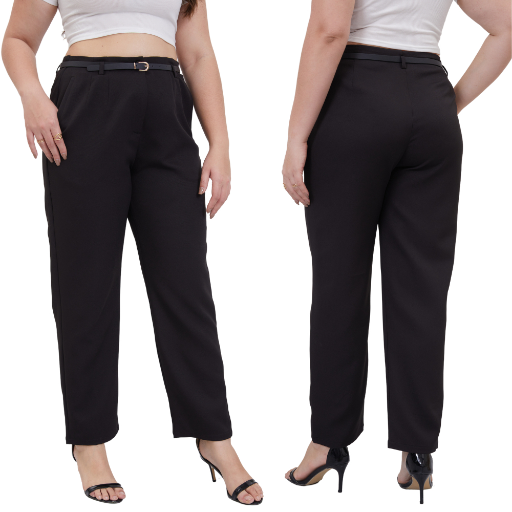 High Waist Slacks Pants Slim-Fit Size 25-26 Office/Formal With Belt ...