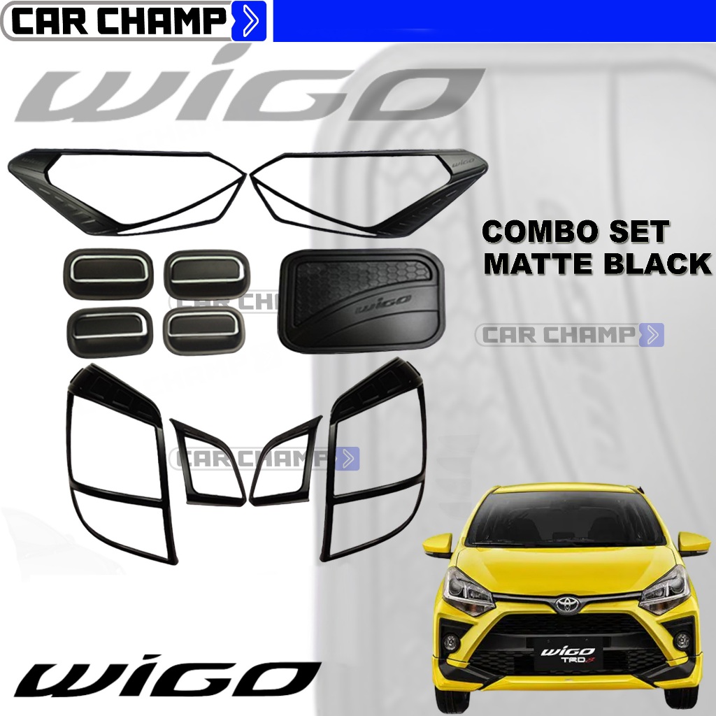 Toyota Wigo 2017 to 2022 Garnish Combo set cover MATTE BLACK / CHROME ...