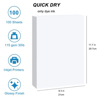 Yasen Glossy Photo Paper 115GSM No Back Print A4 Size Photopaper Glossy ...