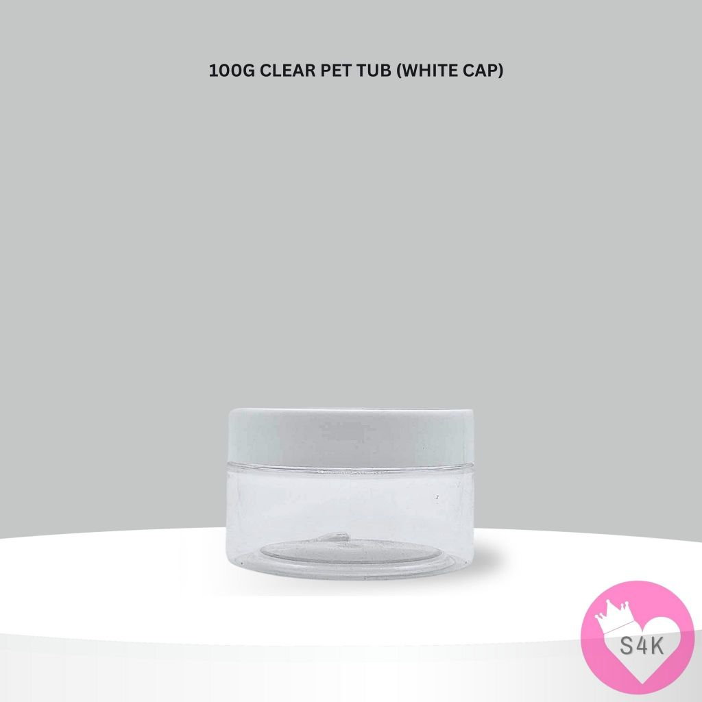 100G Clear Pet Jar White Cap (for creams, scrubs etc) | Shopee Philippines
